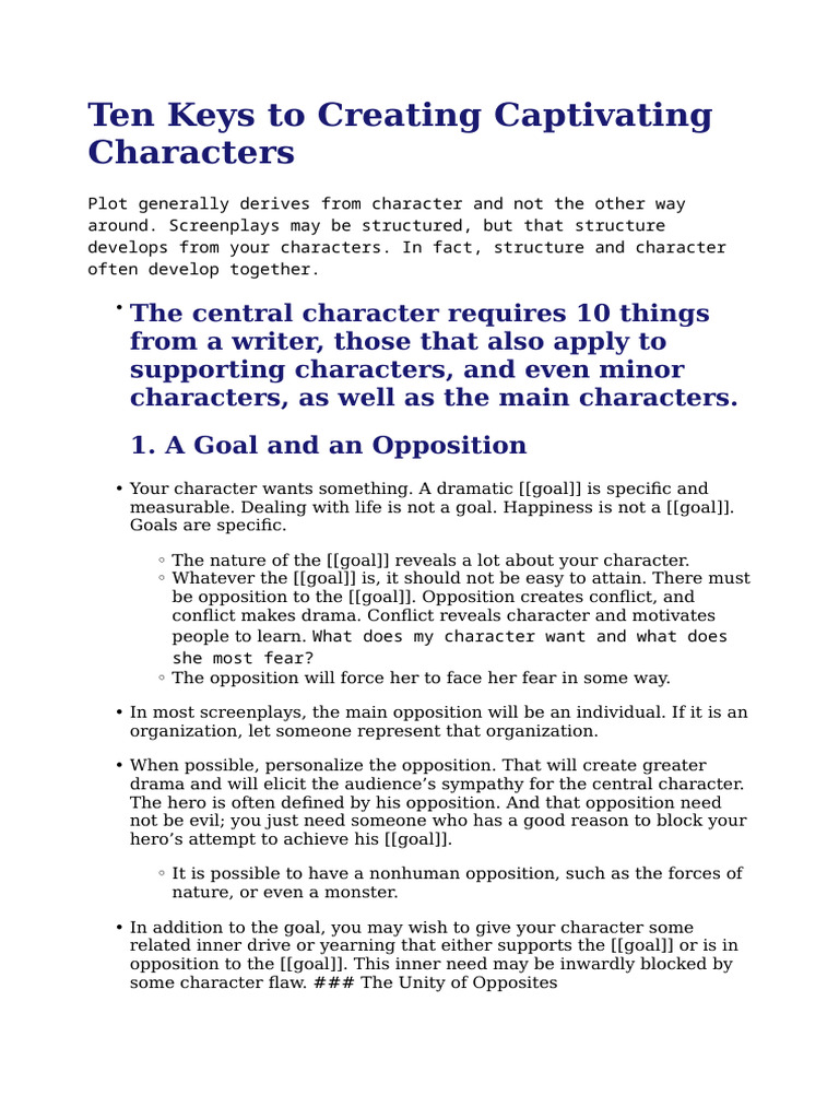 Creating Captivating Characters | PDF | Goal | Motivation