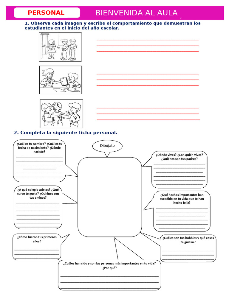 D1 A2 Ficha Ps. Bienvenida Al Aula | PDF