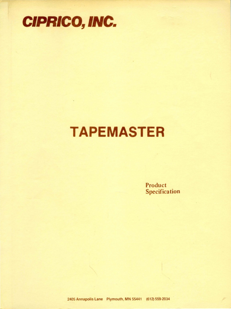 21010011_Tapemaster_Product_Specification_Jul83 | PDF | Pointer (Computer Programming) | Input ...