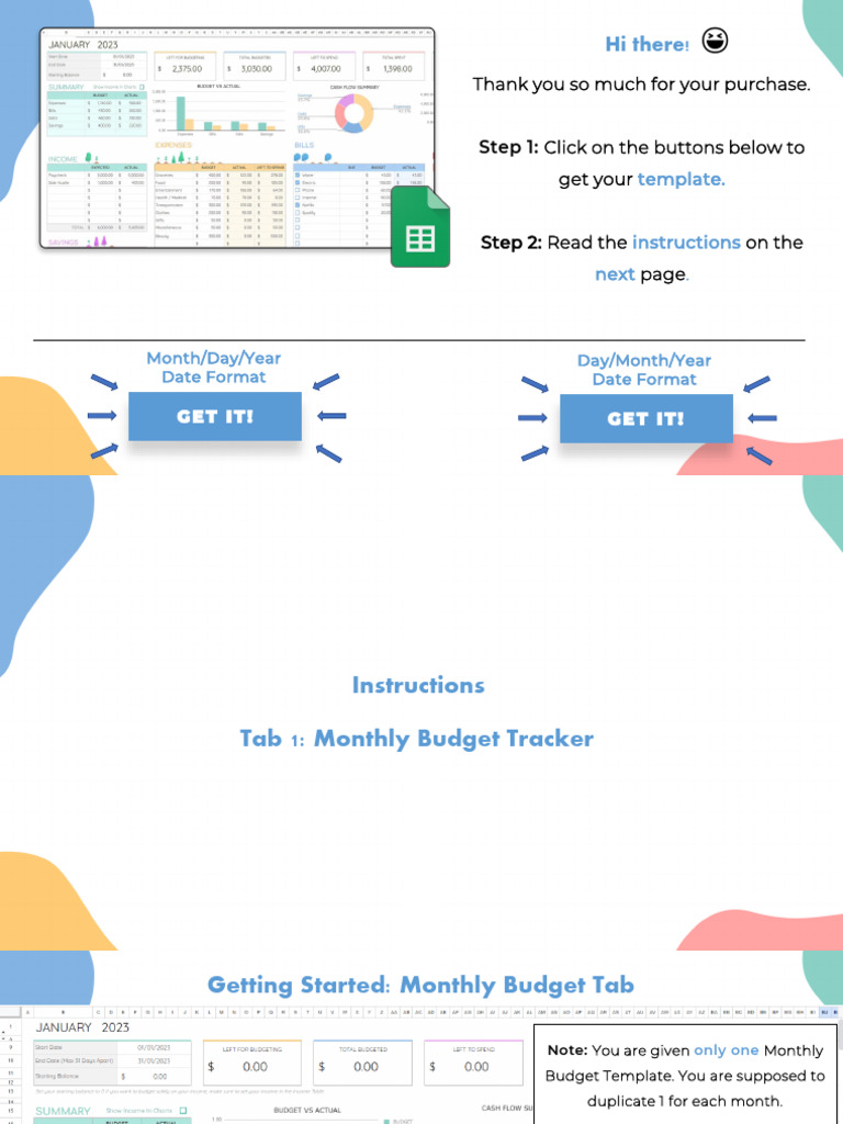 Monthly Budget Template Instructions | PDF | Budget | Economies