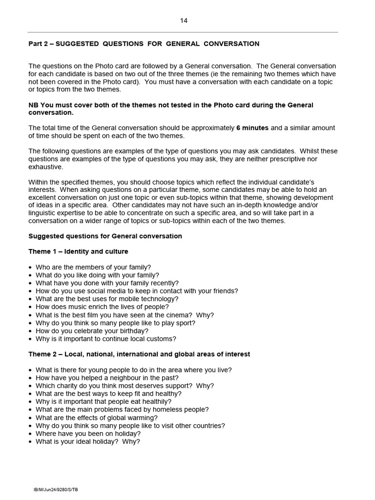 General Conversation Questions Guide | PDF | Communication | Learning