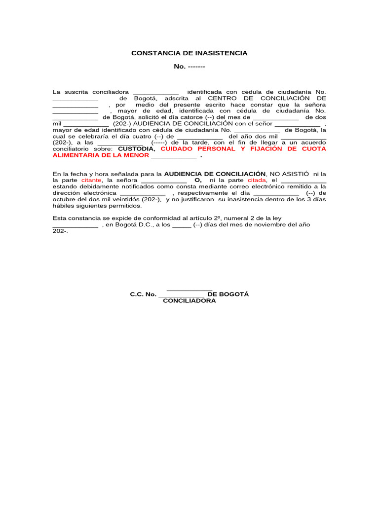 CONSTANCIA DE INASISTENCIA | PDF
