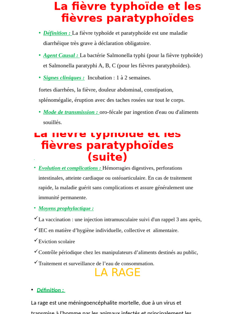 La fièvre typhoïde et les fièvres paratyphoïdes | PDF | Rage (maladie ...