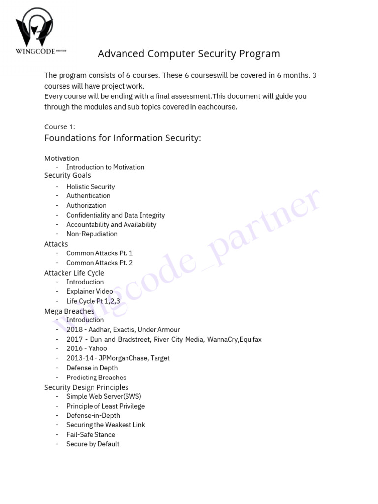 Advanced Computer Security Curriculum | PDF | Encryption | Security