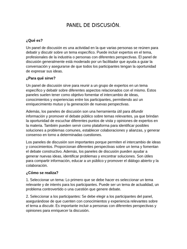 Panel de Discusión | PDF