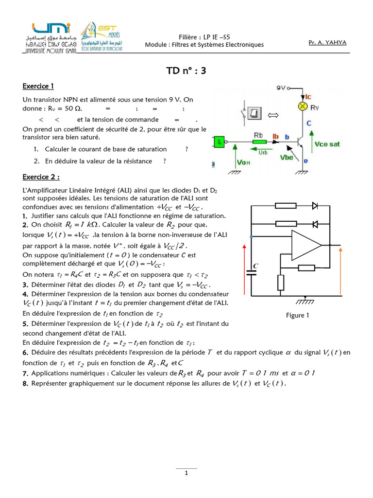 Exercices sur Transistors et Circuits Électroniques | PDF ...