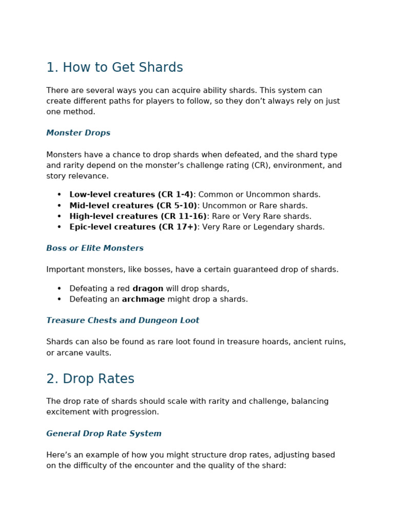 How To Get Shards: Monster Drops | PDF