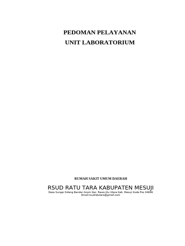 Pedoman Pelayanan Unit Laboratorium | PDF