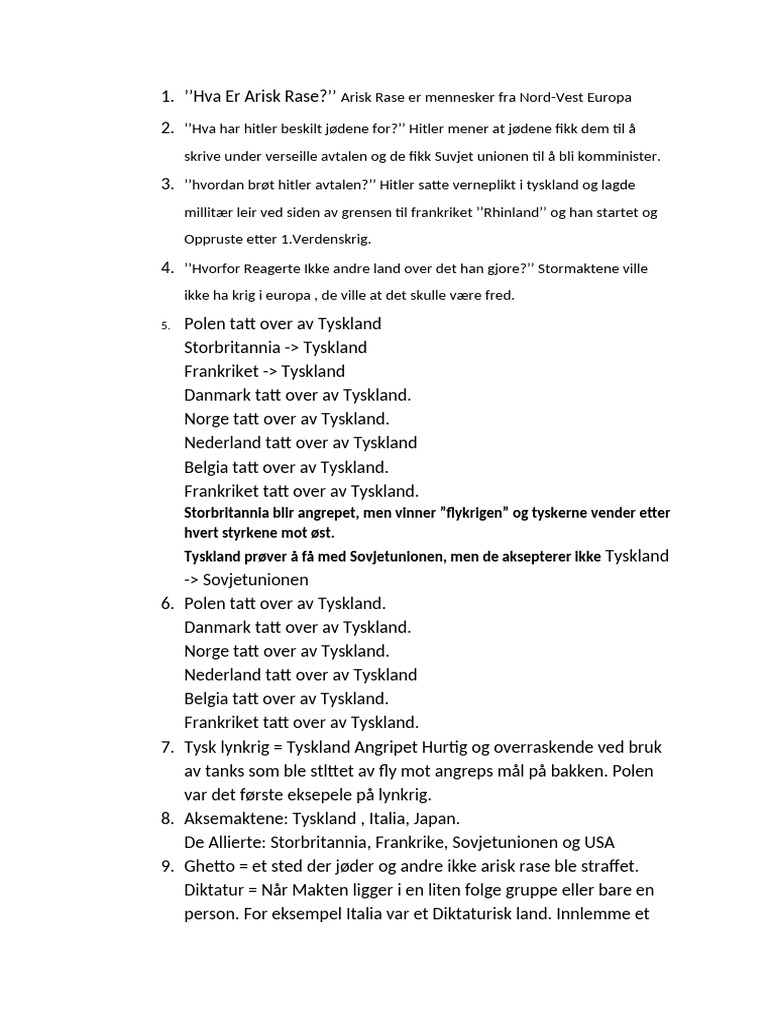 2 Verdens Krig Målark Svar | PDF