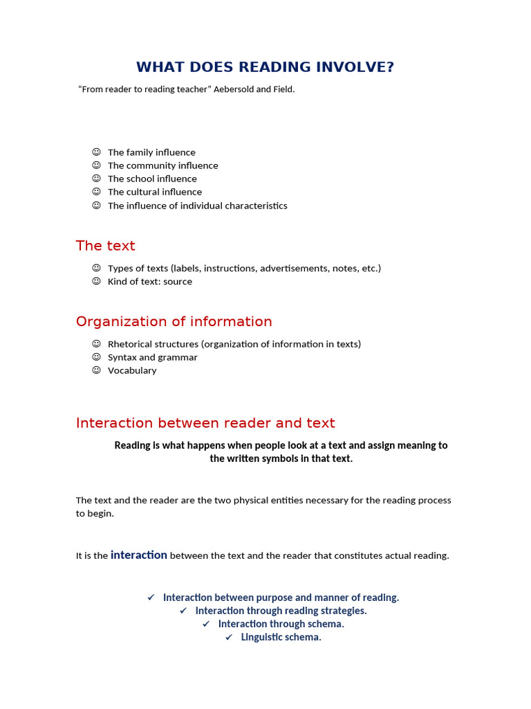 What Does Reading Involve? | PDF | Reading Comprehension | Linguistics