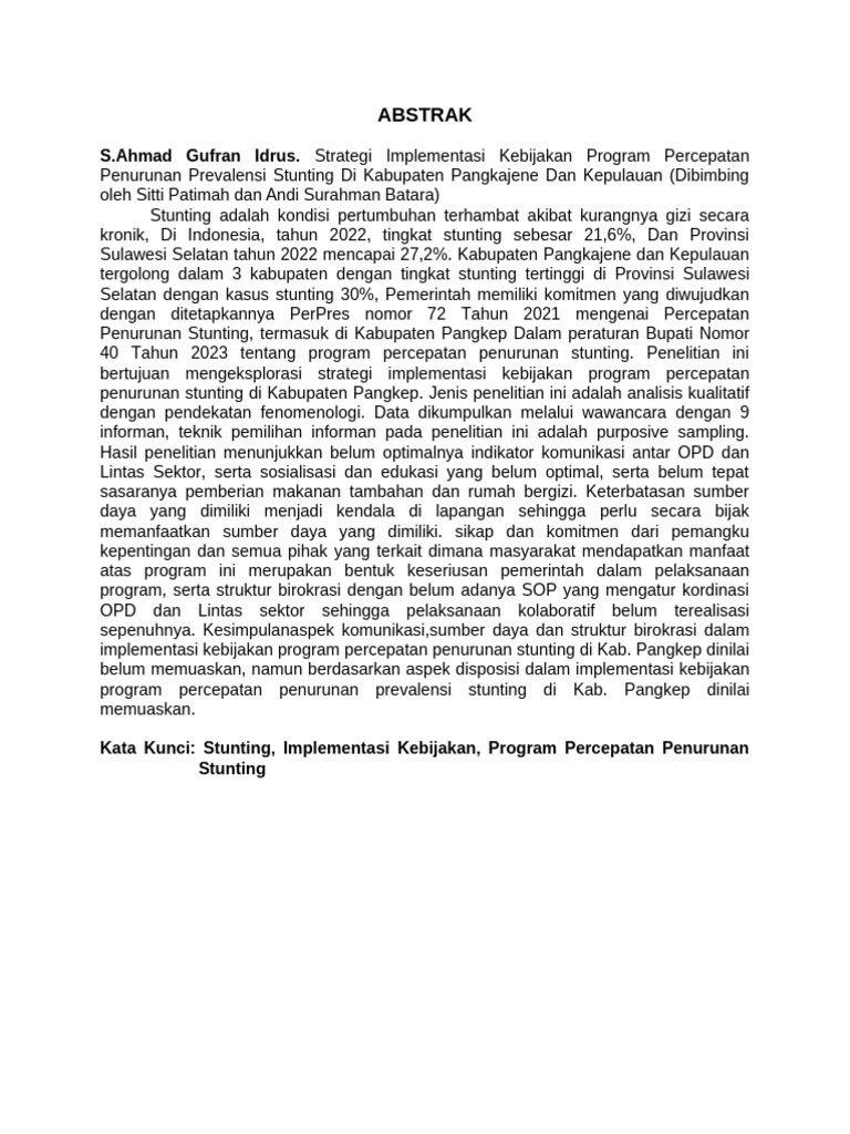 Abstract - S.ahmad Gufran Idrus | PDF | Policy