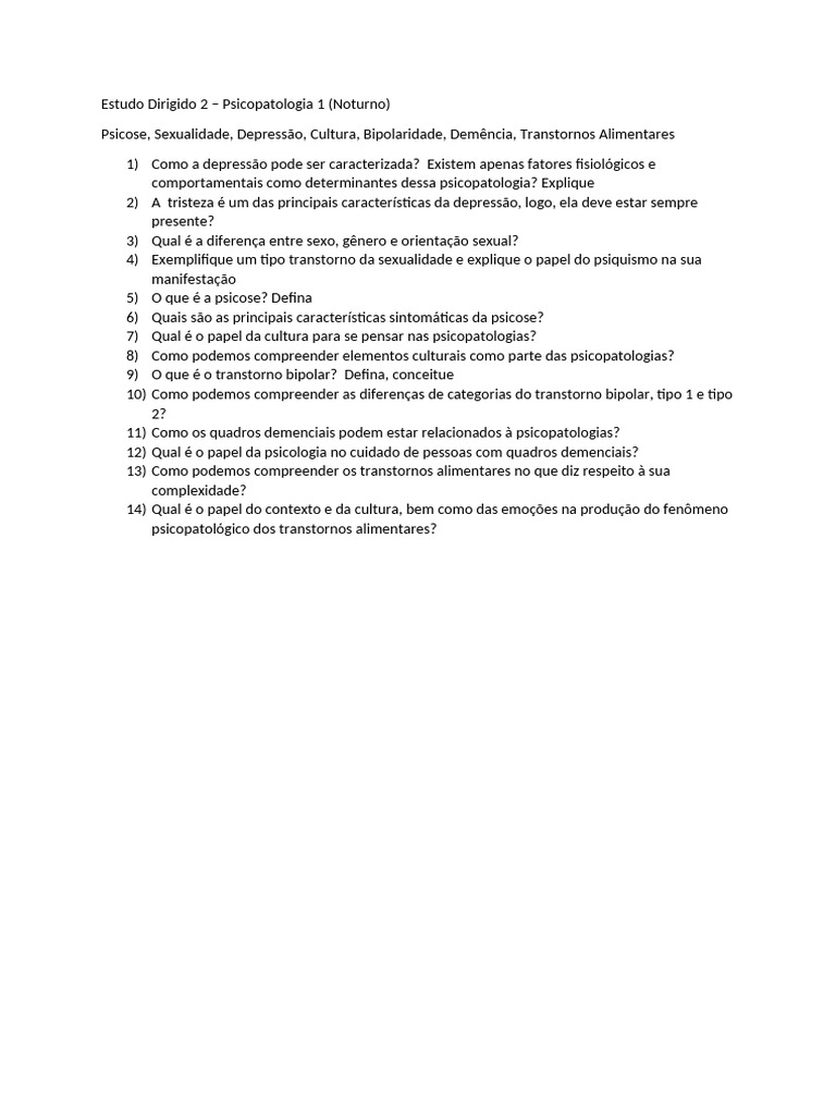 Estudo Dirigido - Noturno | PDF