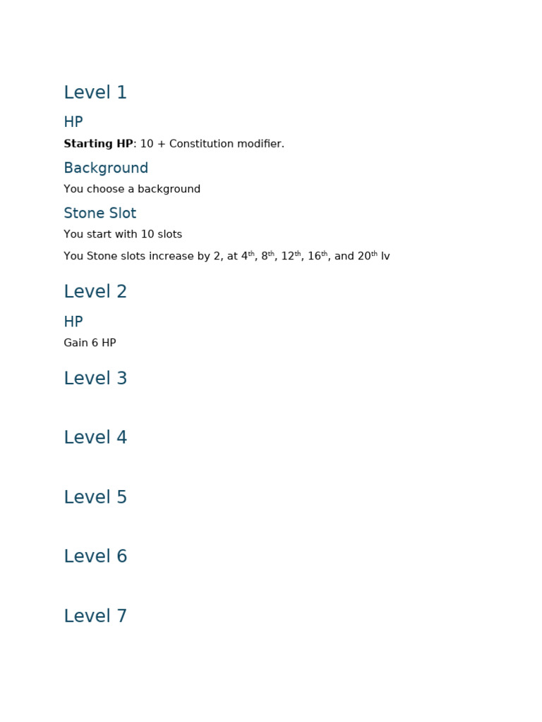 Level Progreshion | PDF