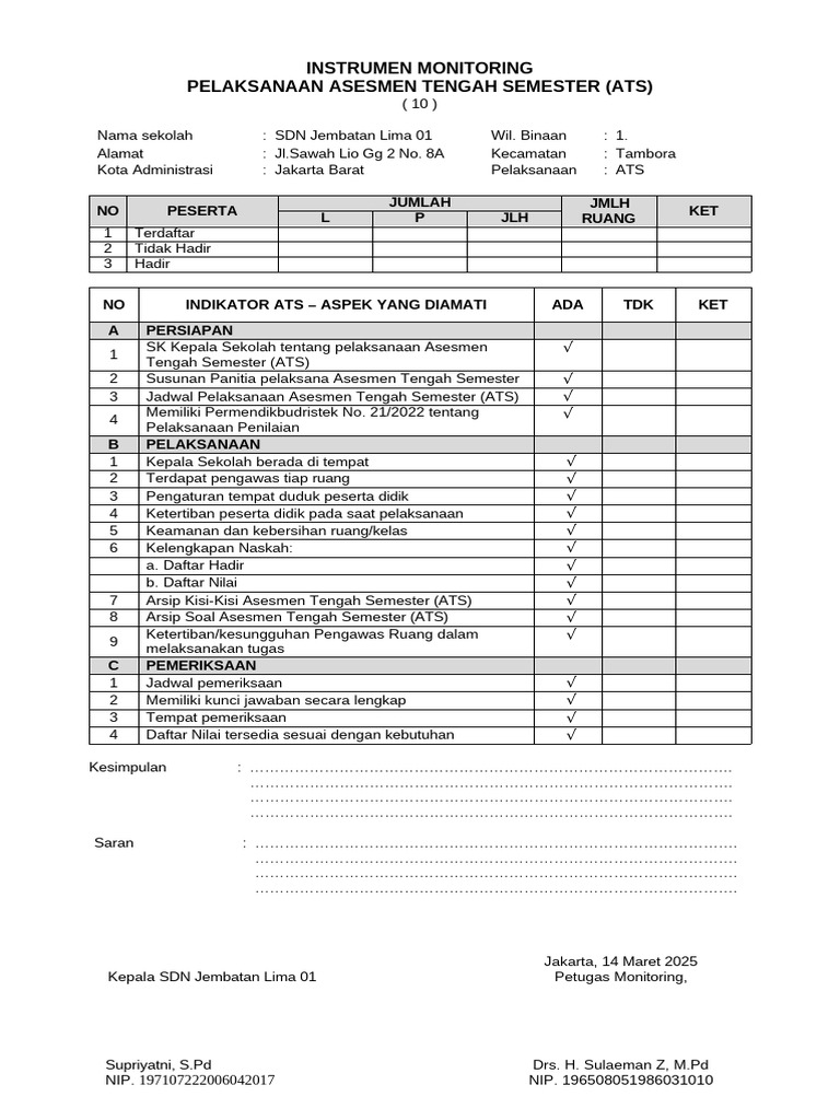 Instrumen Monitoring Ats 2025 | PDF