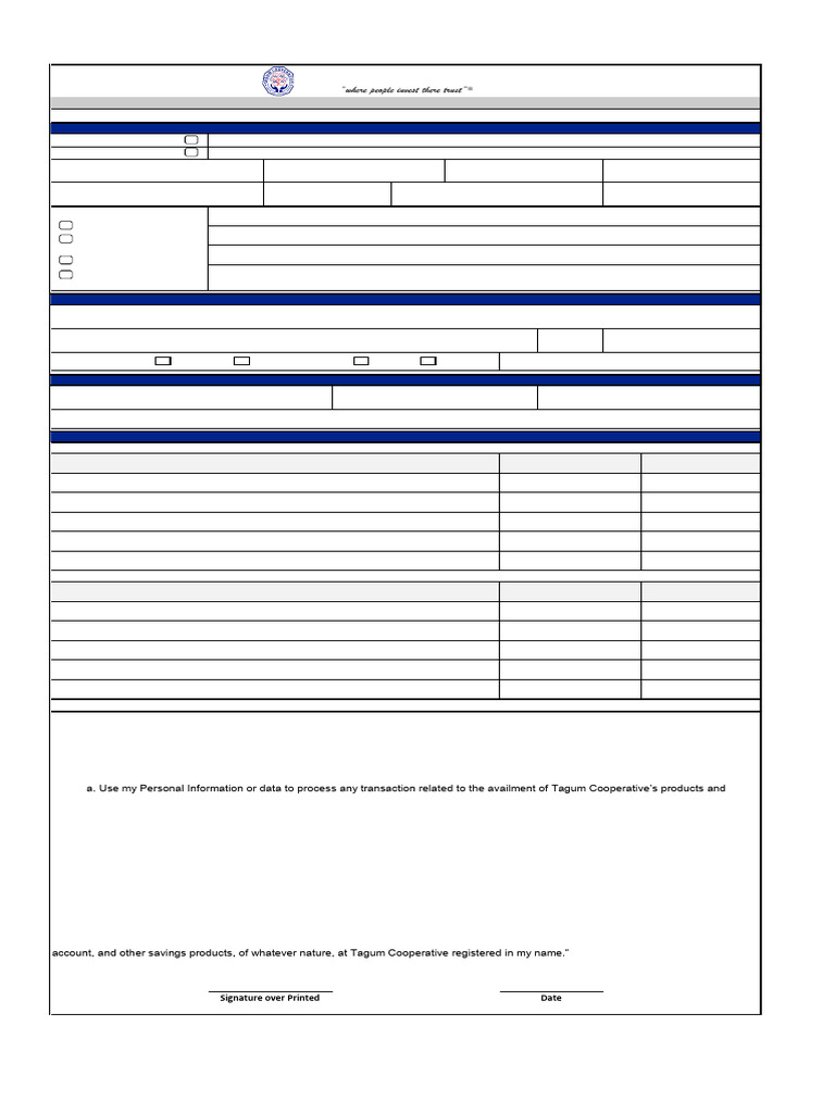 Tagum Cooperative Members Data Amendment Form | PDF | Insurance | Justice