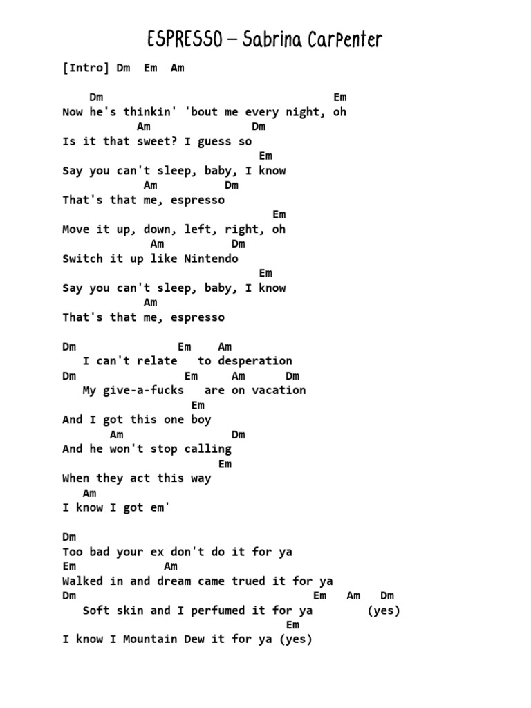 Expresso - Sabrina Carpenter | PDF | Food And Drink Preparation | Coffee