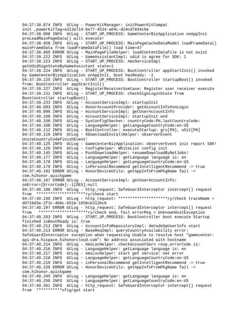 Game Center Startup Log Analysis | PDF | Hypertext Transfer Protocol | Computer Architecture