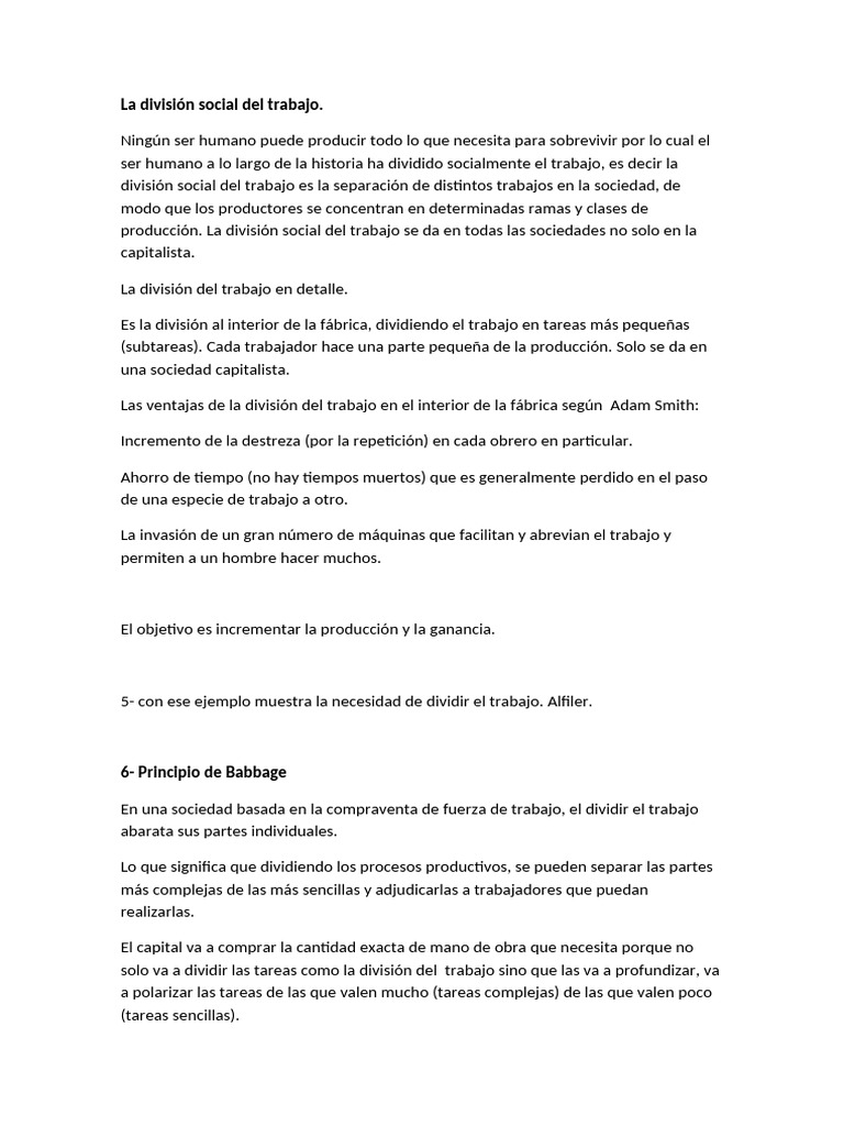 División Social del Trabajo y Taylorismo | PDF | Division de trabajo ...