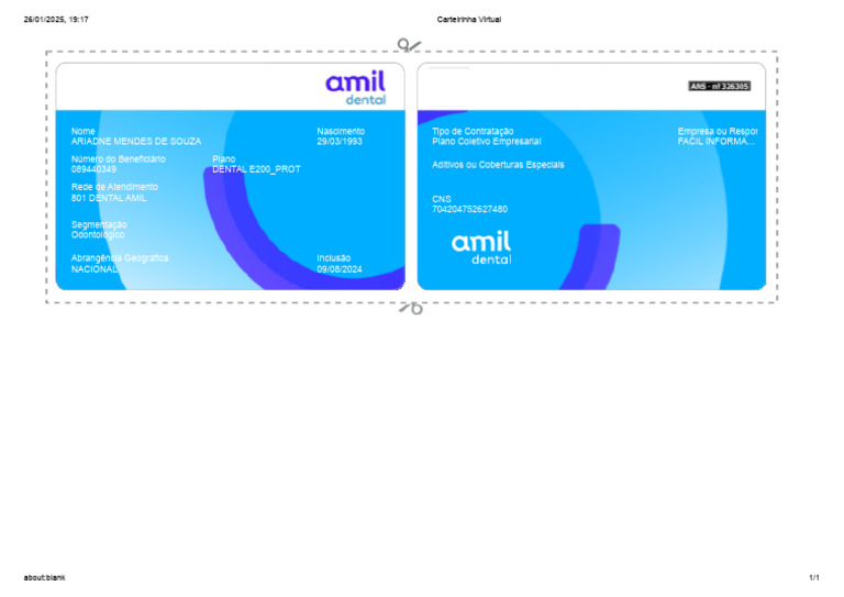 Carteirinha Virtual Amil | PDF