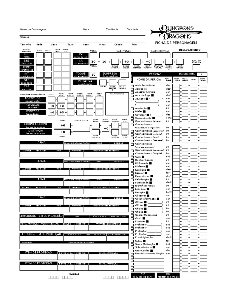 Ficha D&D 3.5 | PDF
