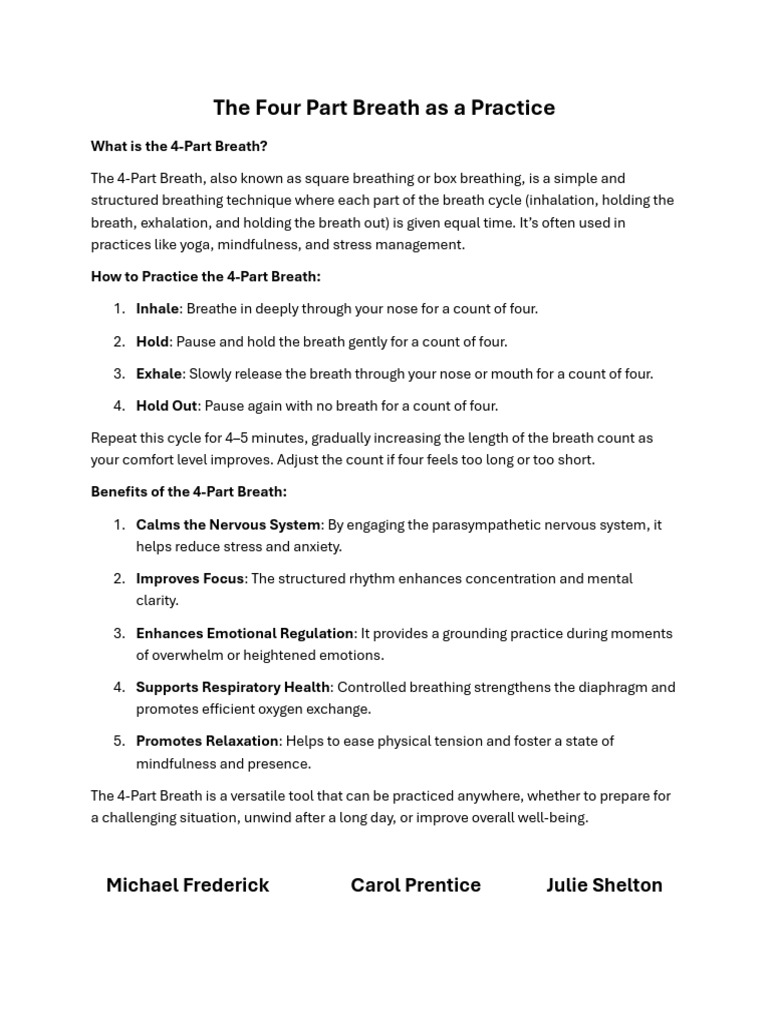 Four-Part Breath Benefits and Practice | PDF