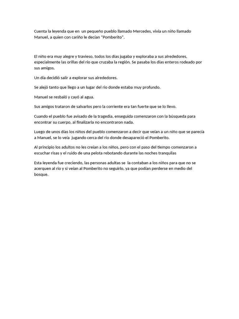 Leyenda del Pomberito en Mercedes | PDF