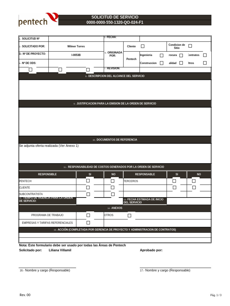 0000-0000-550-1320-QO-024-00_2-12 Solicitud de Servicio | PDF
