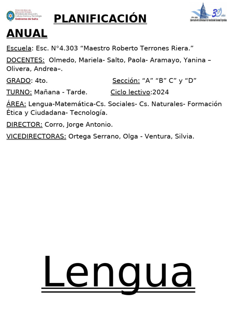 Anual Planificacion de 4to 2024 | PDF | Entorno natural | Sociedad