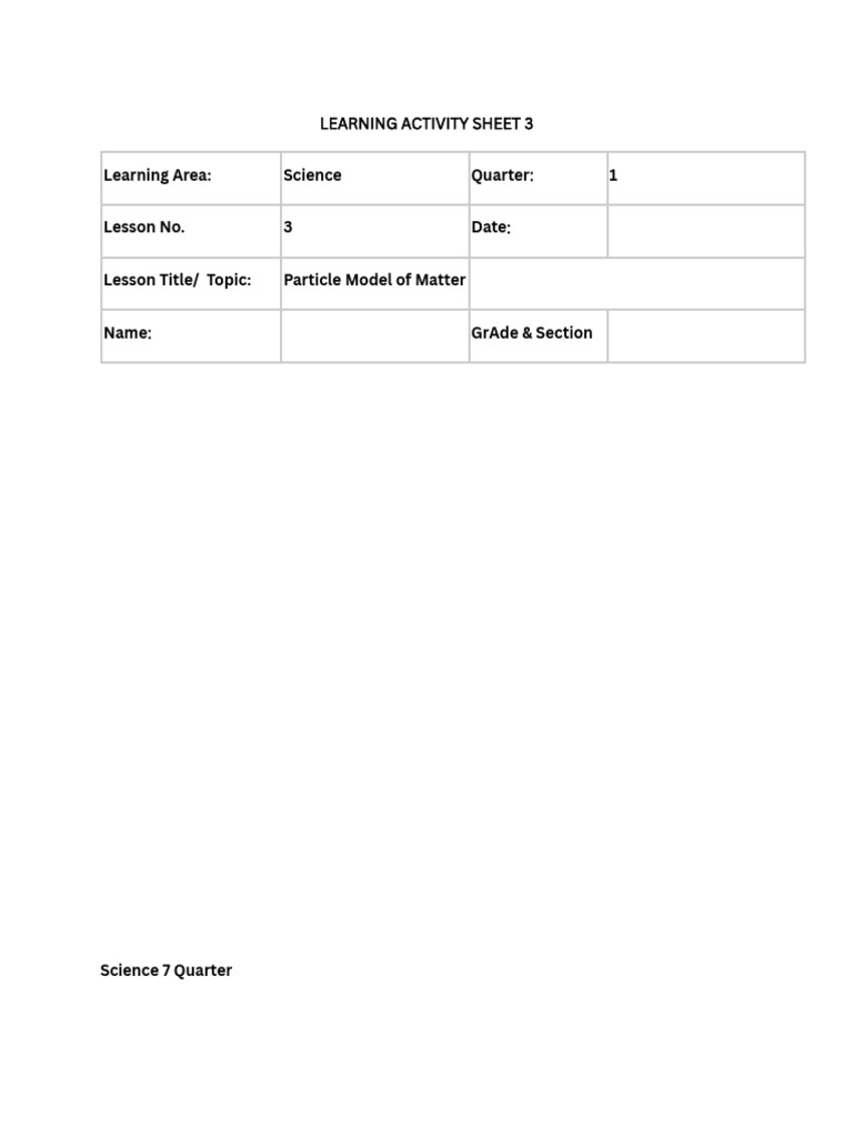 Learning Activity Sheet 3 | PDF