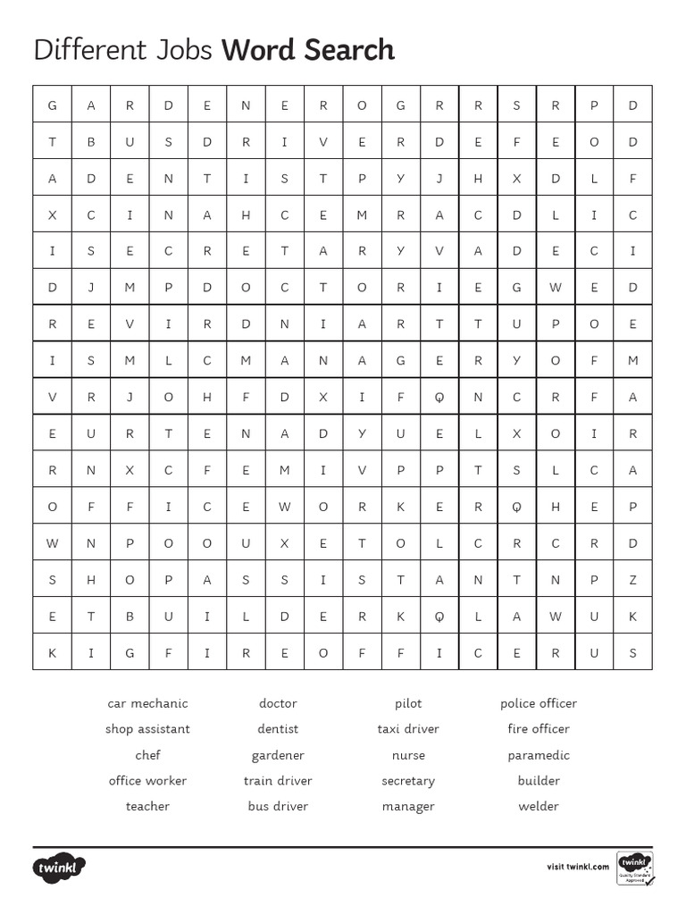 t4 S 43 Different Jobs Word Search | PDF