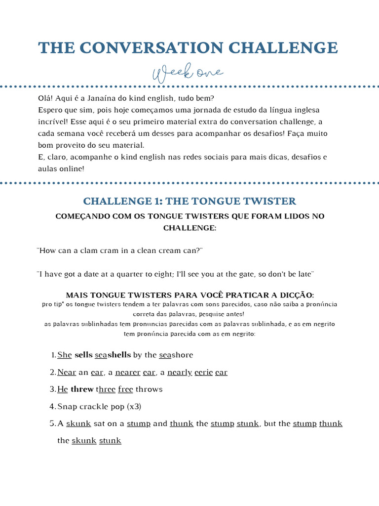 Conversation Challenge Week 1 | PDF | Fairies