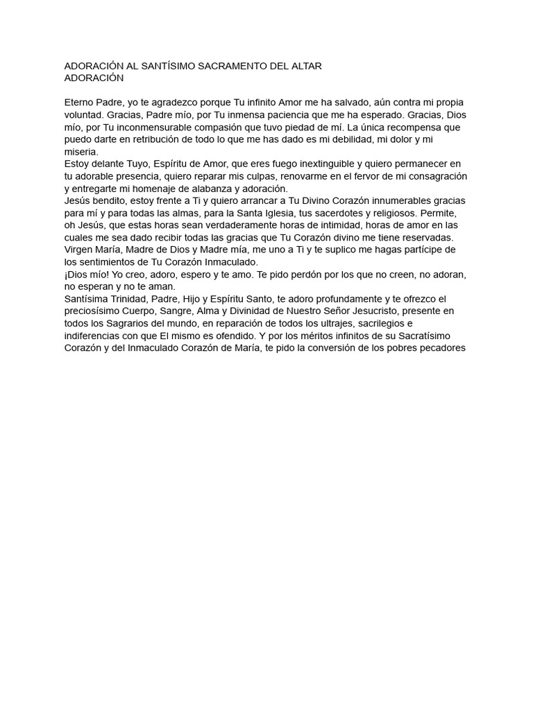 Adoración Al Santísimo Sacramento Pdf