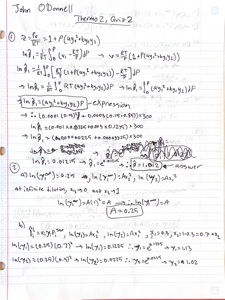 Thermo 2 Quiz 2 | PDF