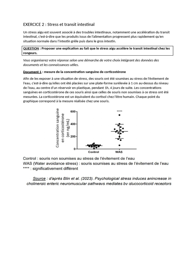 Stress et accélération du transit intestinal | PDF | Tractus gastro ...