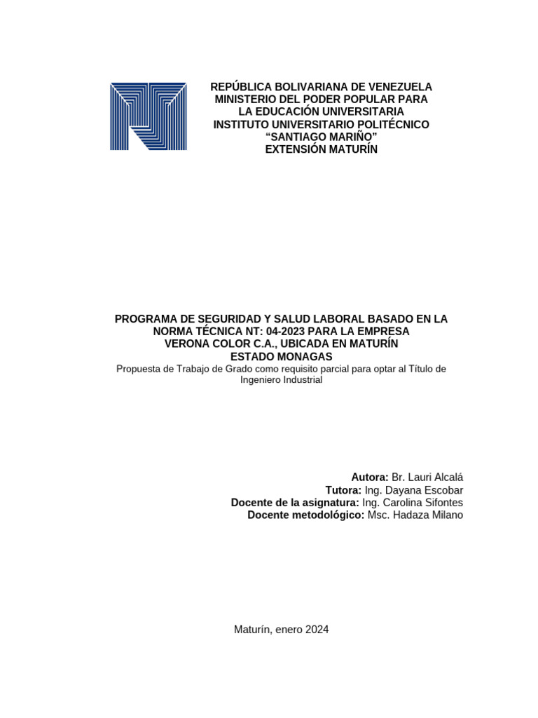 PROYECTO_DE_INV_LAURI_EMPERATRIZ | PDF | Seguridad y salud ocupacional | Riesgo