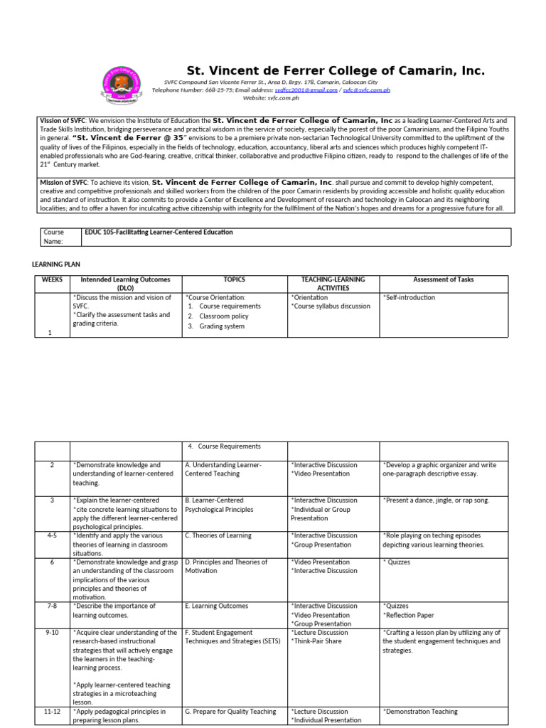 FACILITATING LEARNER-CENTERED EDUCATION | PDF | Learning | Lesson Plan