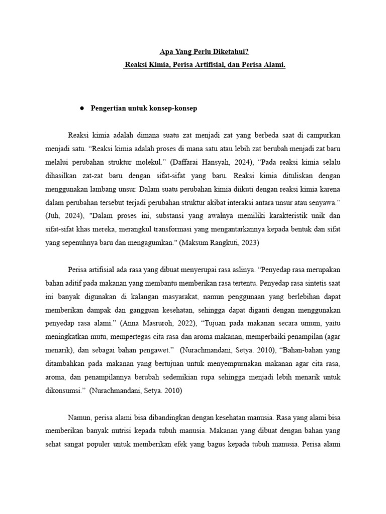Perisa Artifisial vs Alami: Kesehatan dan Kimia | PDF