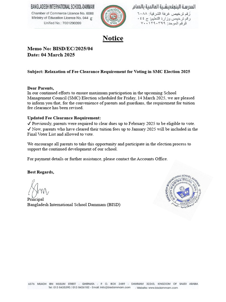 Fee Clearance Update for SMC Voting | PDF
