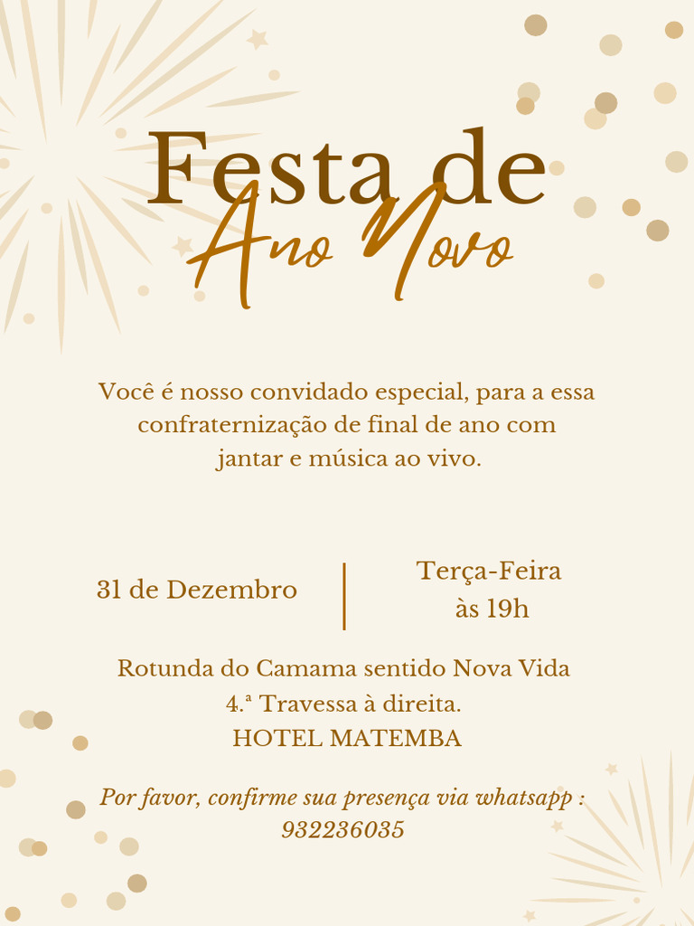 Convite para Festa de Réveillon Ilustração Delicada Bege.pdf | PDF