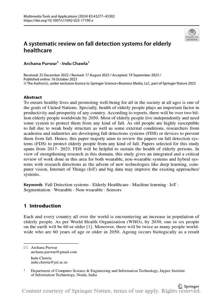A Systematic Review On Fall Detection Systems For Pdf Support Vector Machine Internet Of