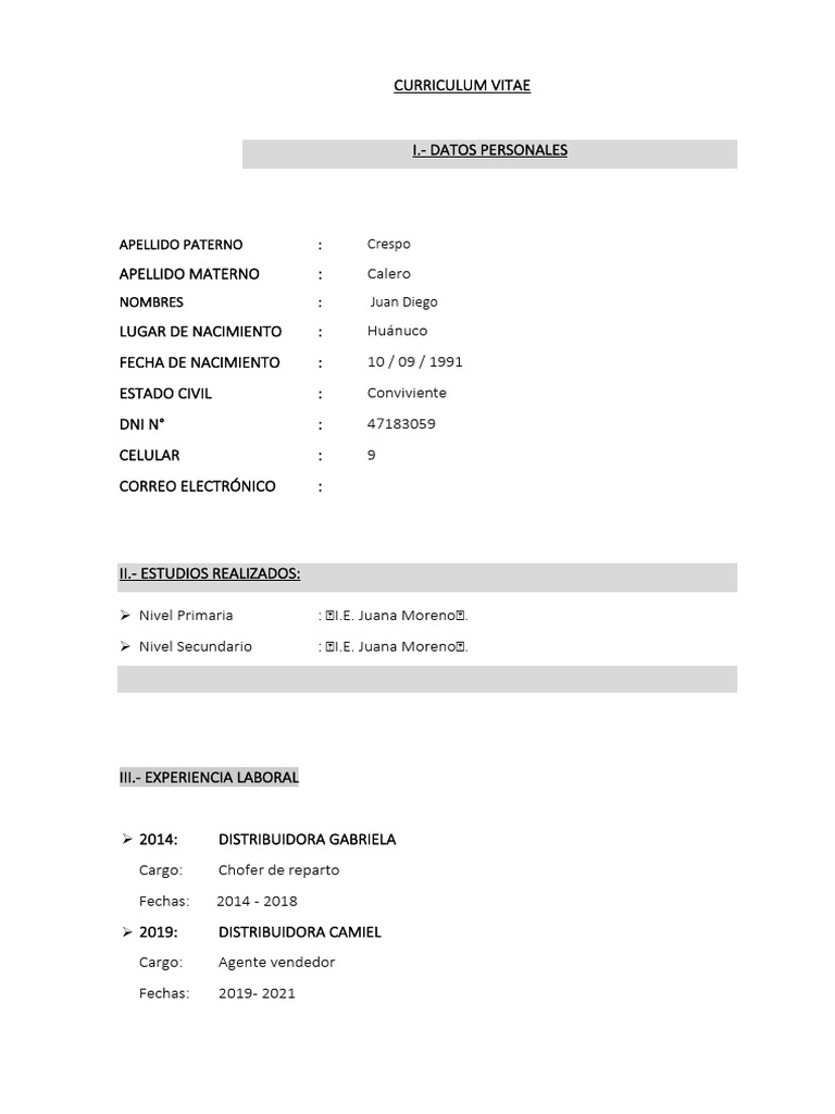 Cv. Juan Diego | PDF