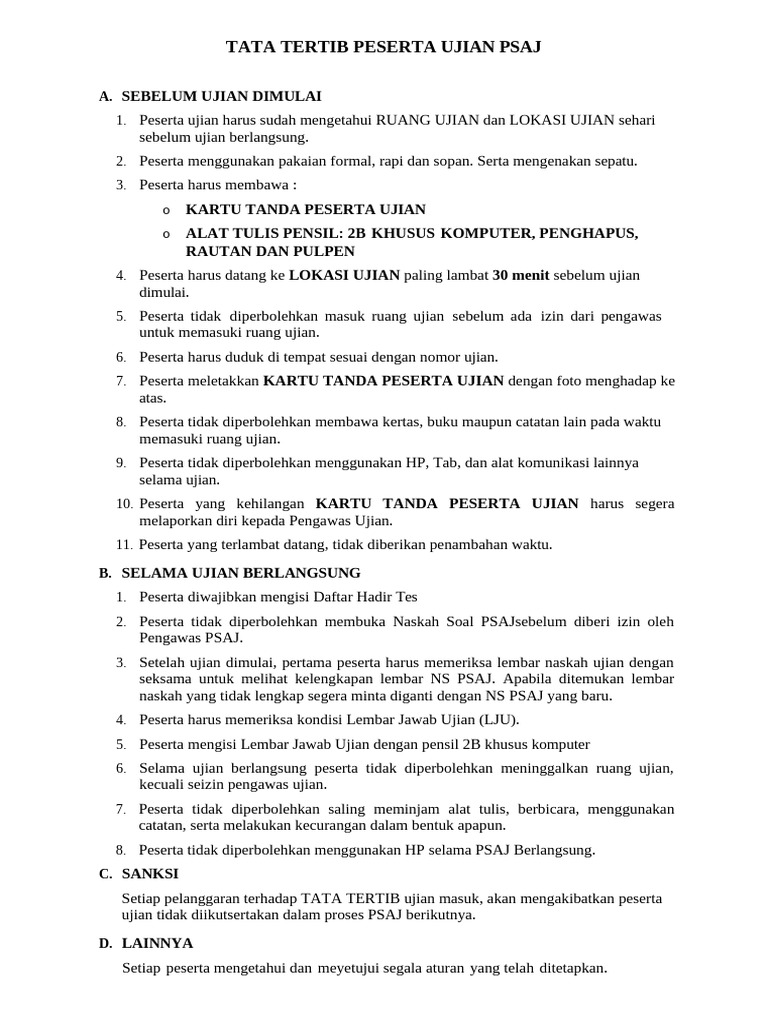 Tata Tertib Ujian | PDF
