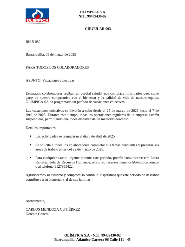 Circular 003 - Emely | PDF