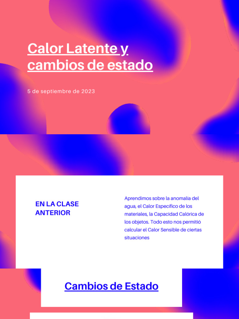 Calor Latente y Cambios de Estado | PDF