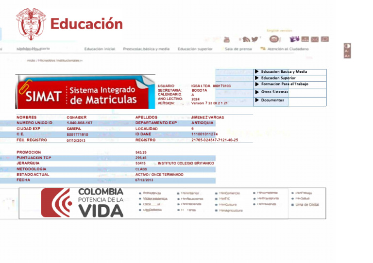 Registro Simat Osnaider | PDF