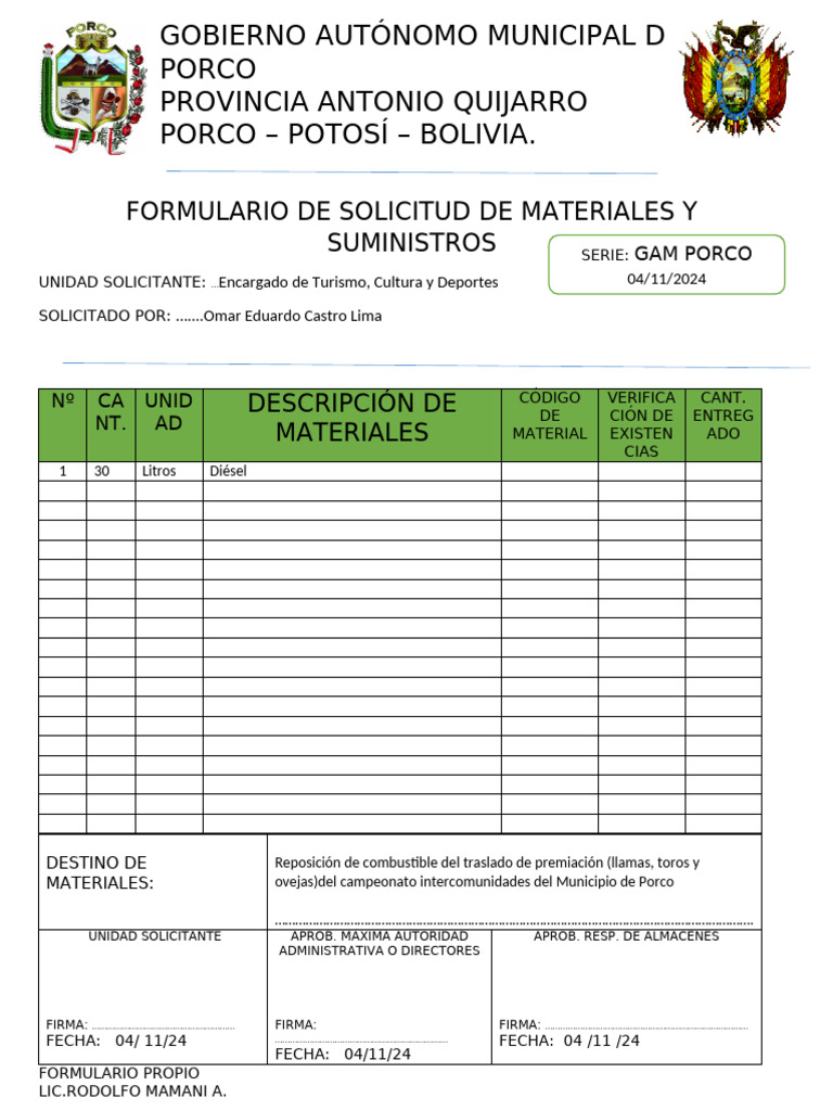 FORMATO DE ALMACEN | PDF