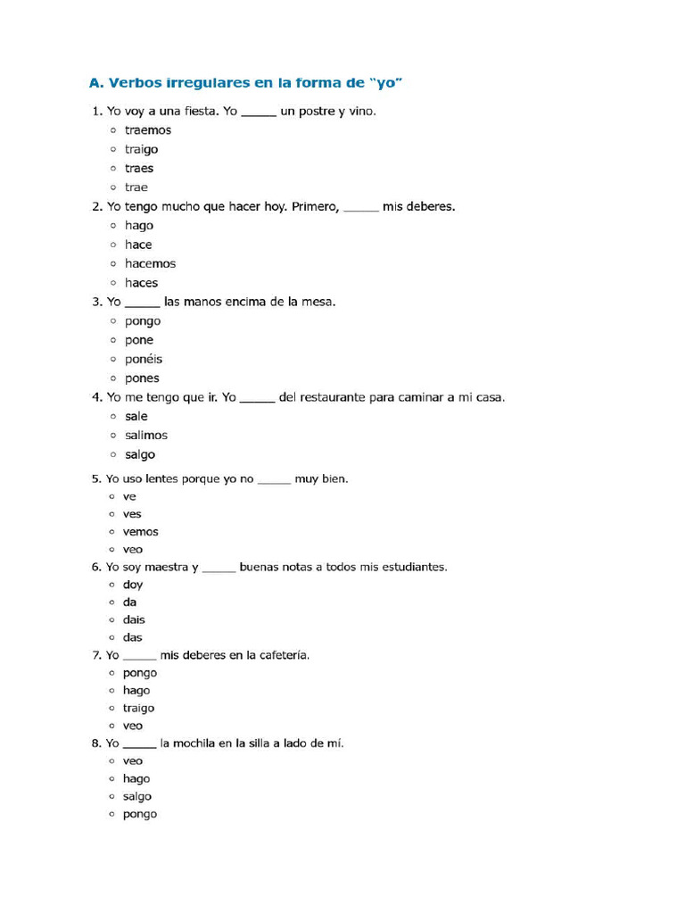 Práctica - Yo - Irregular | PDF