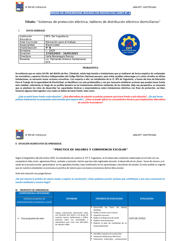 UA I Bimestre EPT VII CICLO 4° B | PDF | Iniciativa empresarial | Evaluación