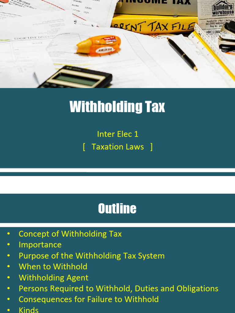 Lesson 4 - Withholding Tax | PDF | Taxes | Income Tax
