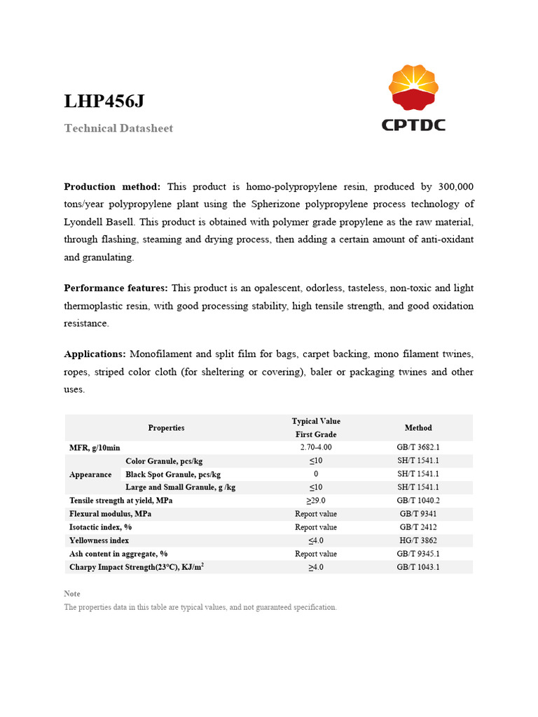 TDS - PP Raffia-LHP456J-EN | PDF